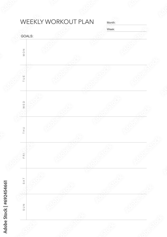 challenge plan, minimalistic daily, weekly planner printable template ...