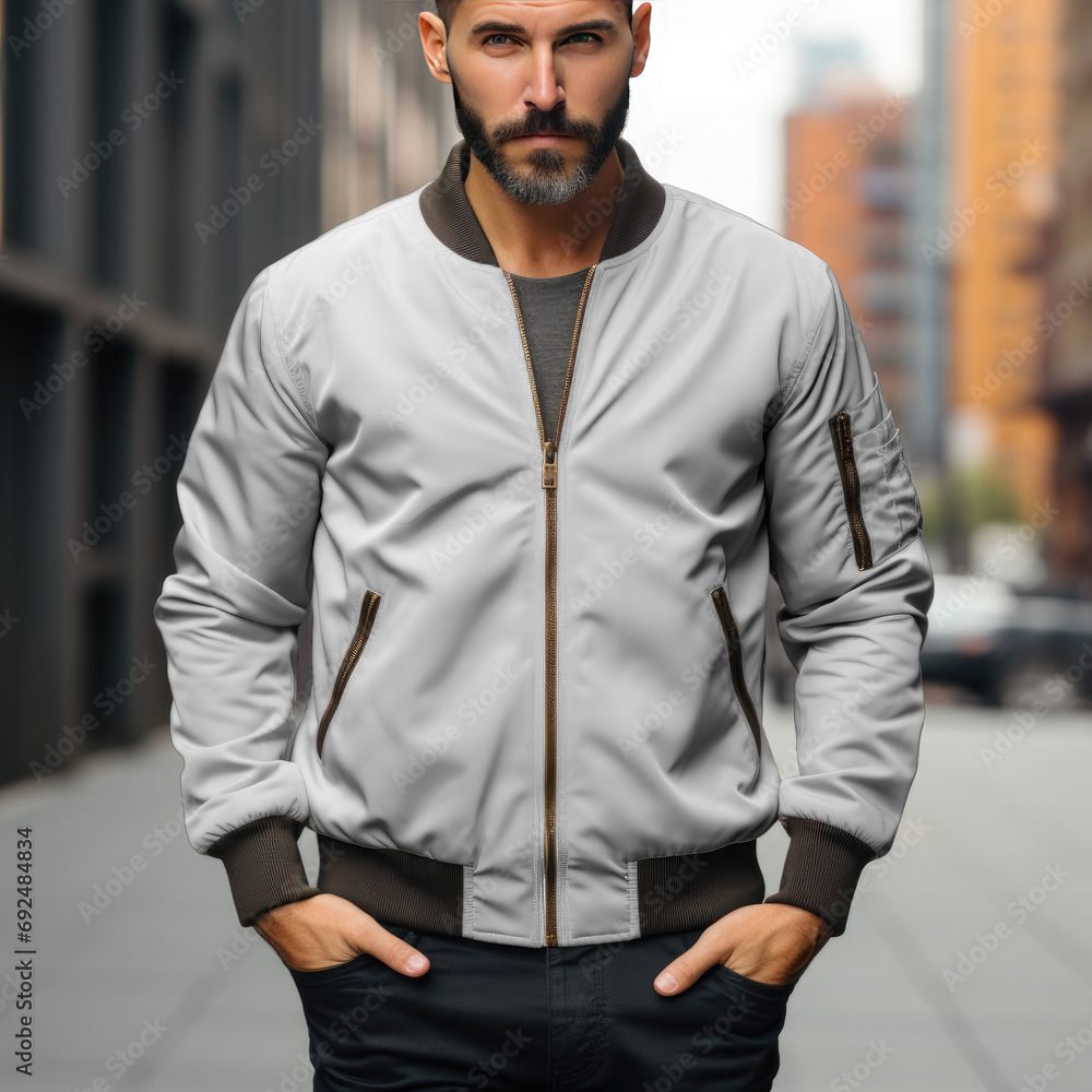 bomber jacked mockup, png transparent layer Stock Photo | Adobe Stock