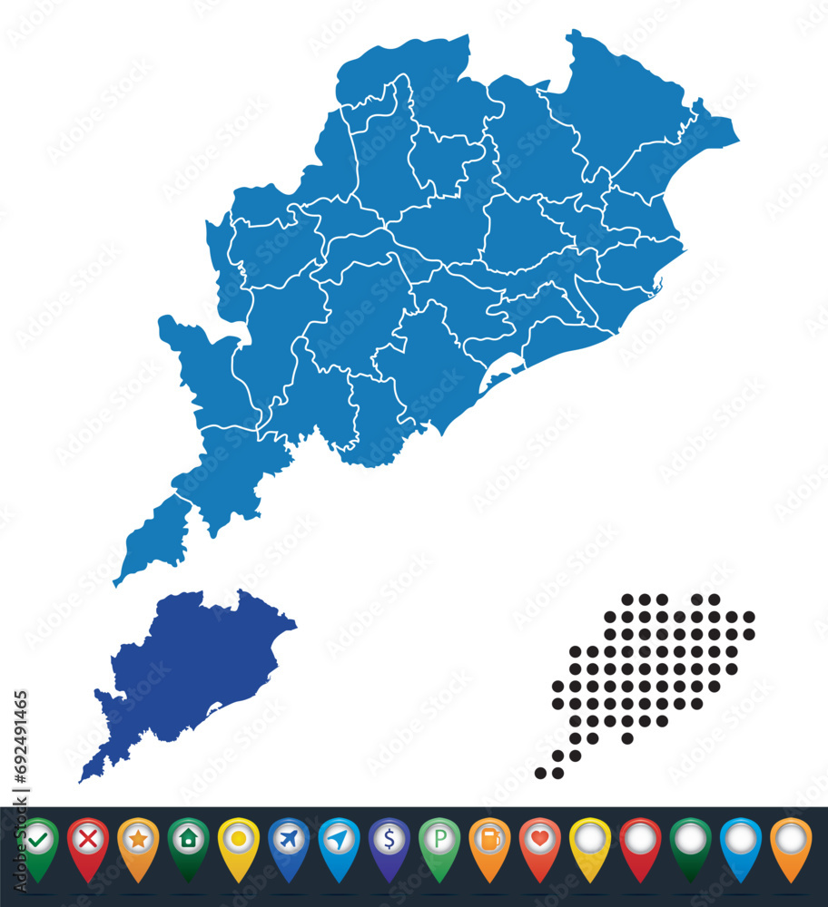 Set maps of Orissa state Stock Vector | Adobe Stock