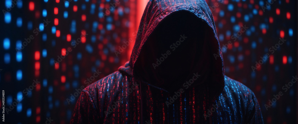 person in a mask masked hacktivist Concept of cybercrime: botnets, dark ...