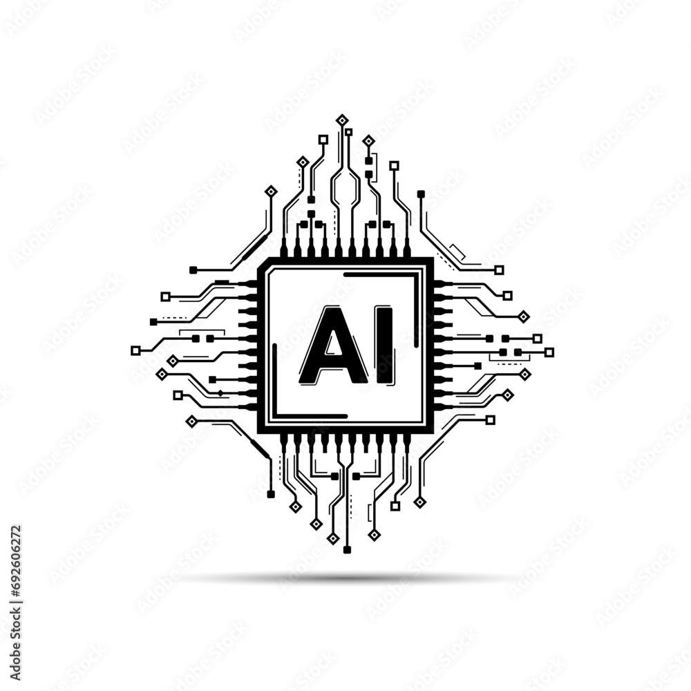 Artificial Intelligence Logo, Icon. Vector symbol AI, deep learning blockchain neural network ...