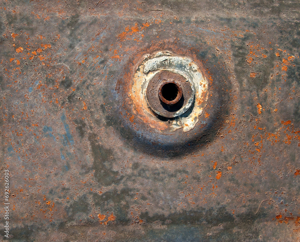 Unpainted metal texture with orifice Stock Photo | Adobe Stock