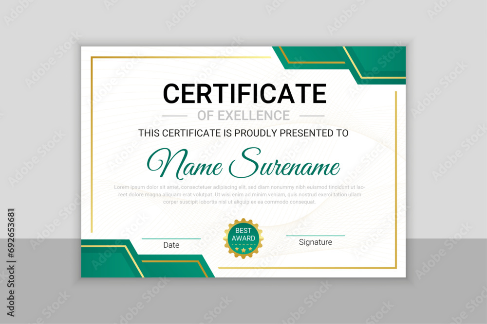 Modern Certificate design template with certificate border, diploma ...