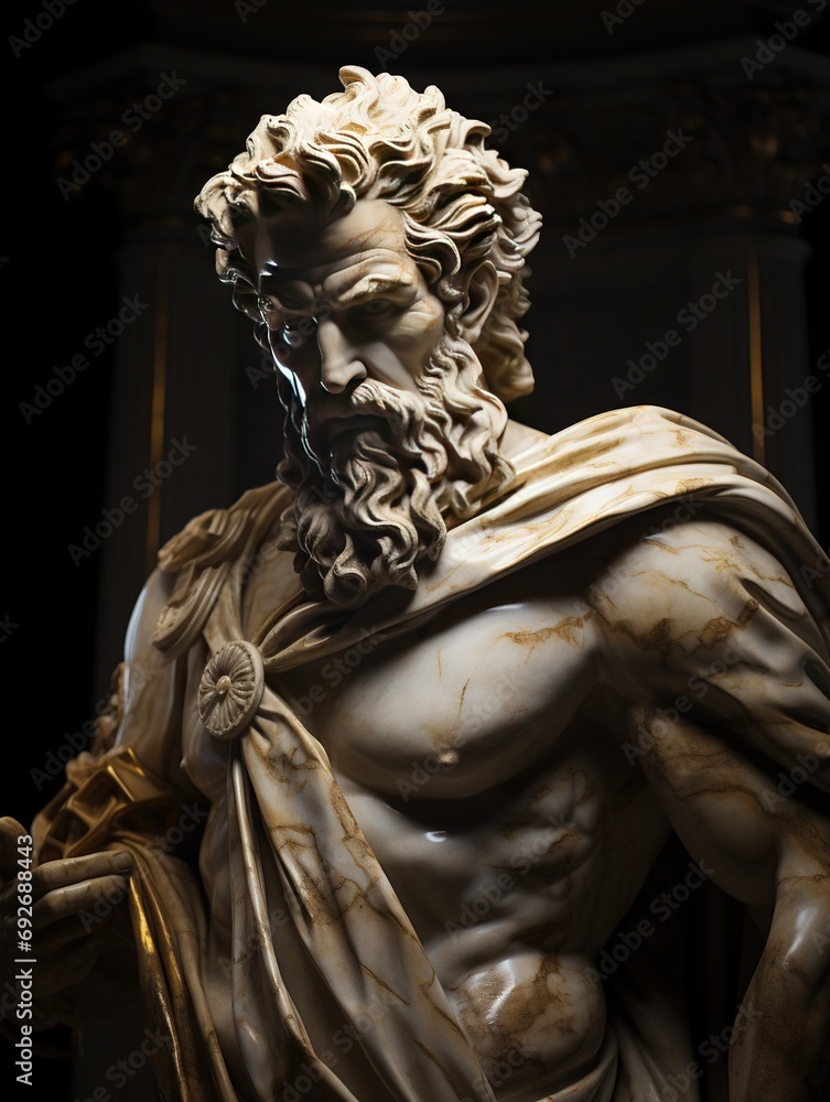 Abstract ancient roman, greek stoic person with a muscular body, marble ...