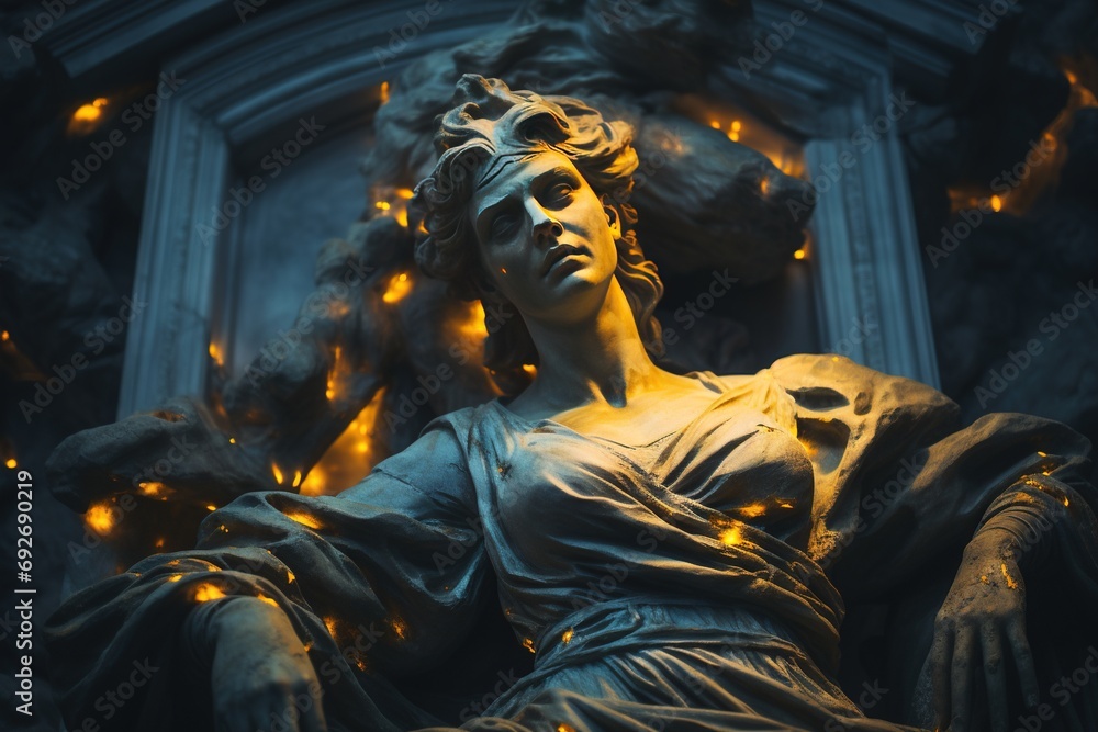 Abstract ancient roman, greek stoic person with a muscular body, marble ...