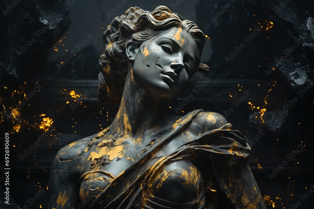 Abstract ancient roman, greek stoic person with a muscular body, marble ...