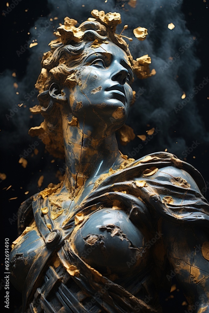 Abstract ancient roman, greek stoic person with a muscular body, marble ...