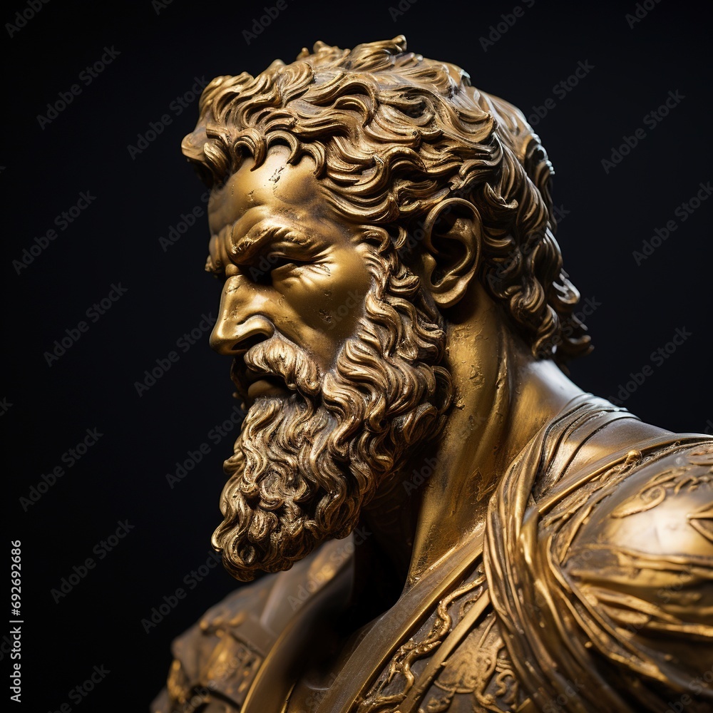 Abstract ancient roman, greek stoic person with a muscular body, marble ...