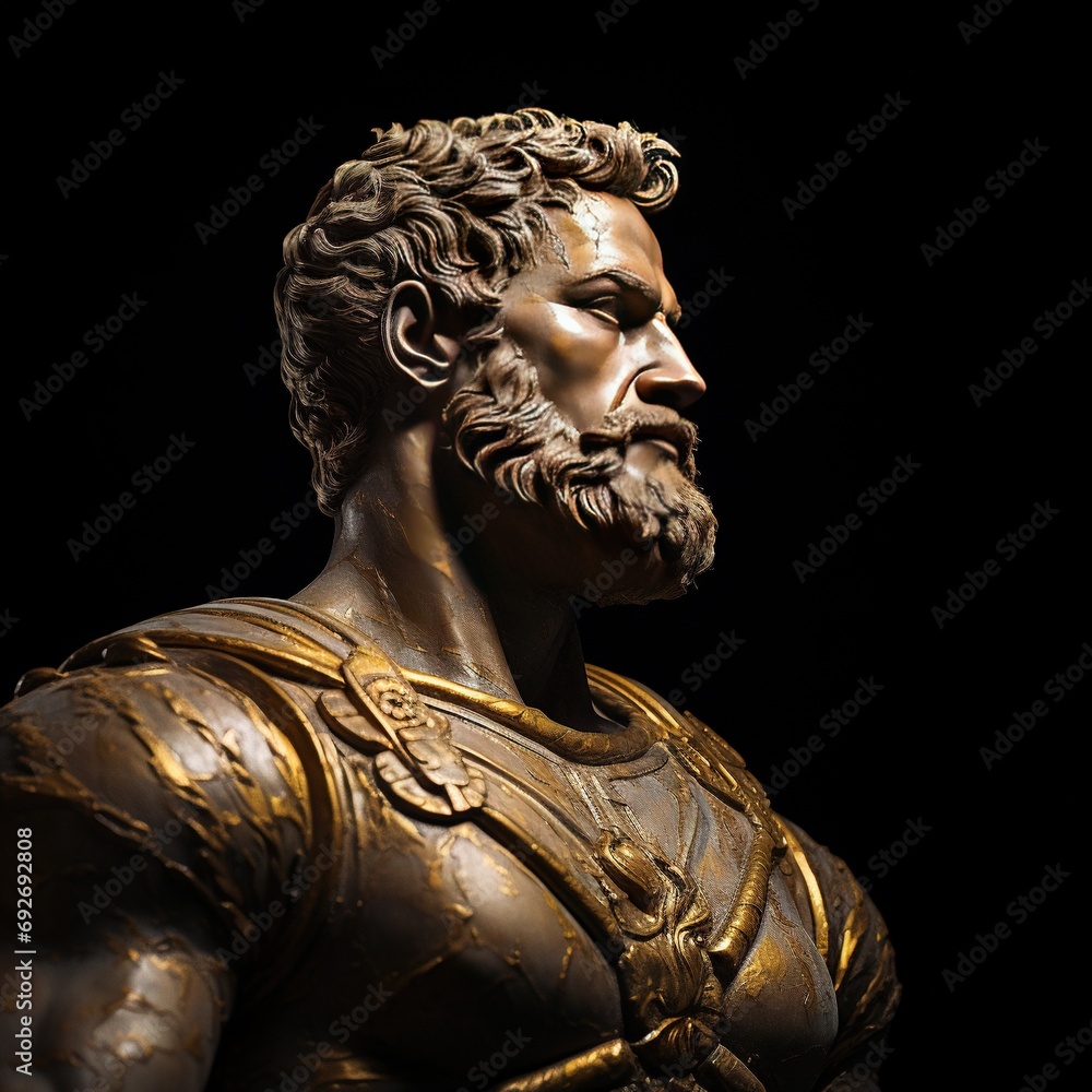 Abstract ancient roman, greek stoic person with a muscular body, marble ...