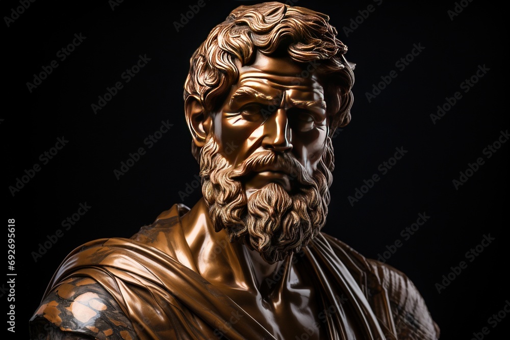 Abstract ancient roman, greek stoic person with a muscular body, marble ...