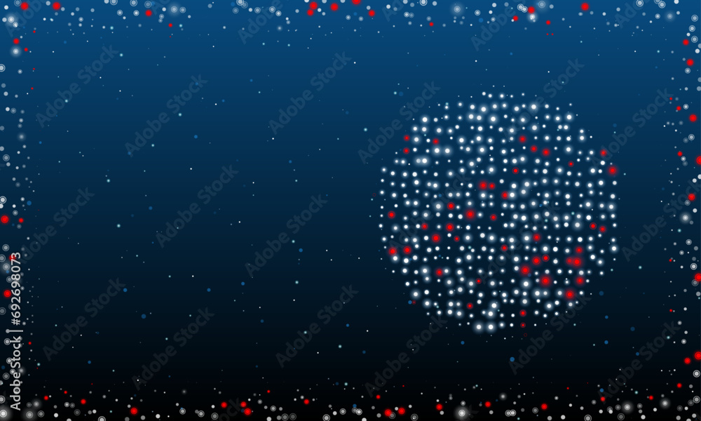 On the right is the decagon symbol filled with white dots. Pointillism ...