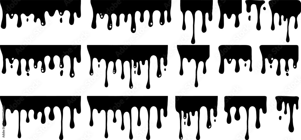 Paint dripping. Black dripping ink. Dripping liquid. Current paint ...