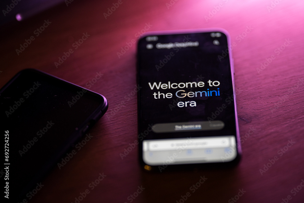 Google Gemini AI language model. Artificial intelligence chatbot Stock ...