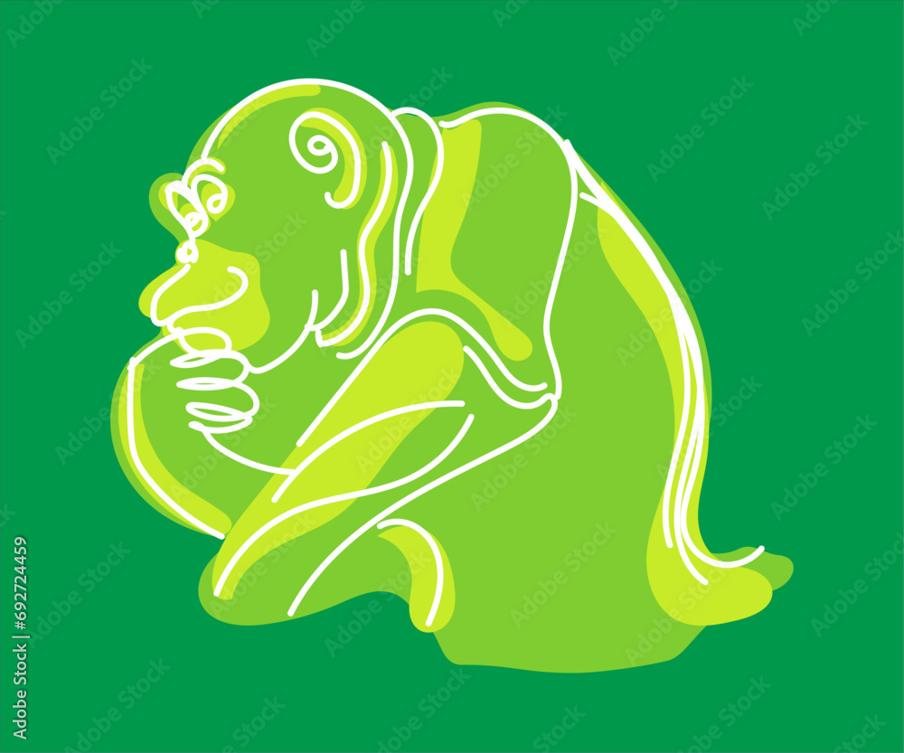 graphic illustration of a green abstract monkey image, this vector is ...