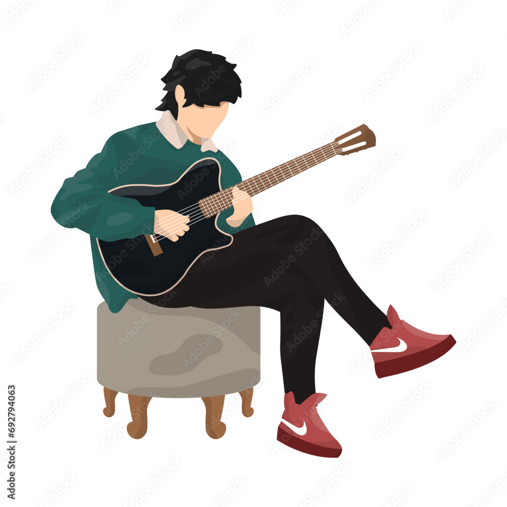 Guy & His Guitar, Character design of a man with his guitar. You can ...