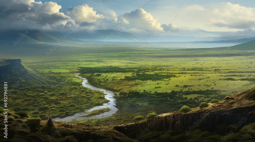 escarpment rift valley landscape illustration plateau lake, basin ...