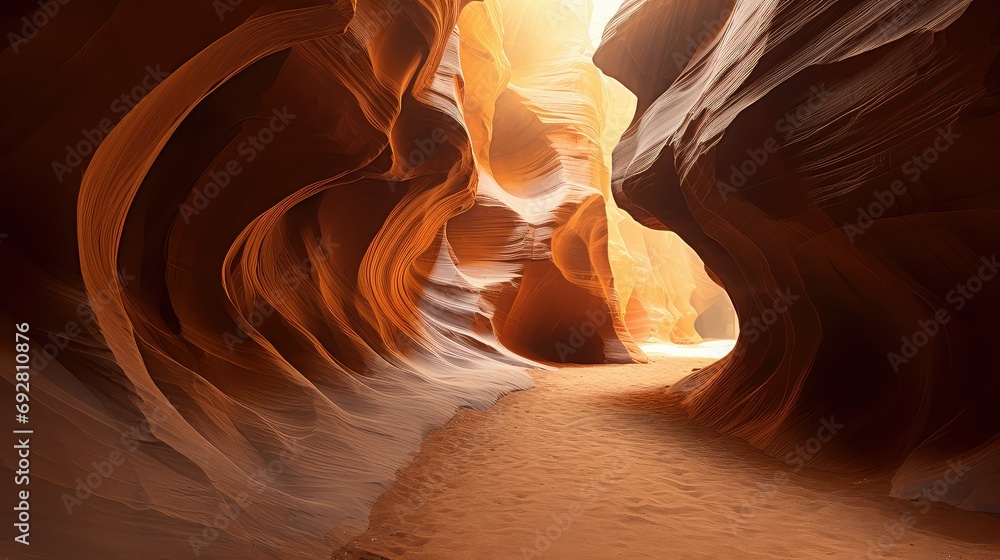 erosion slot canyon landscape illustration narrow hike, beauty natural ...