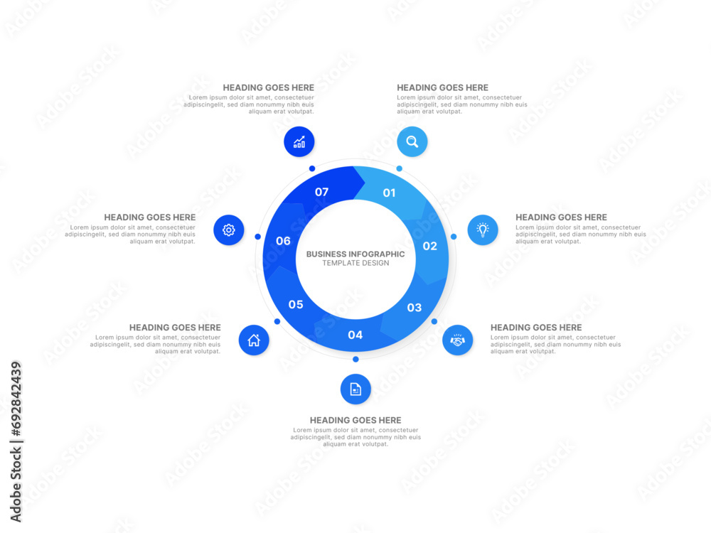 Circle Round Infographic Design Template with Seven Options Stock ...