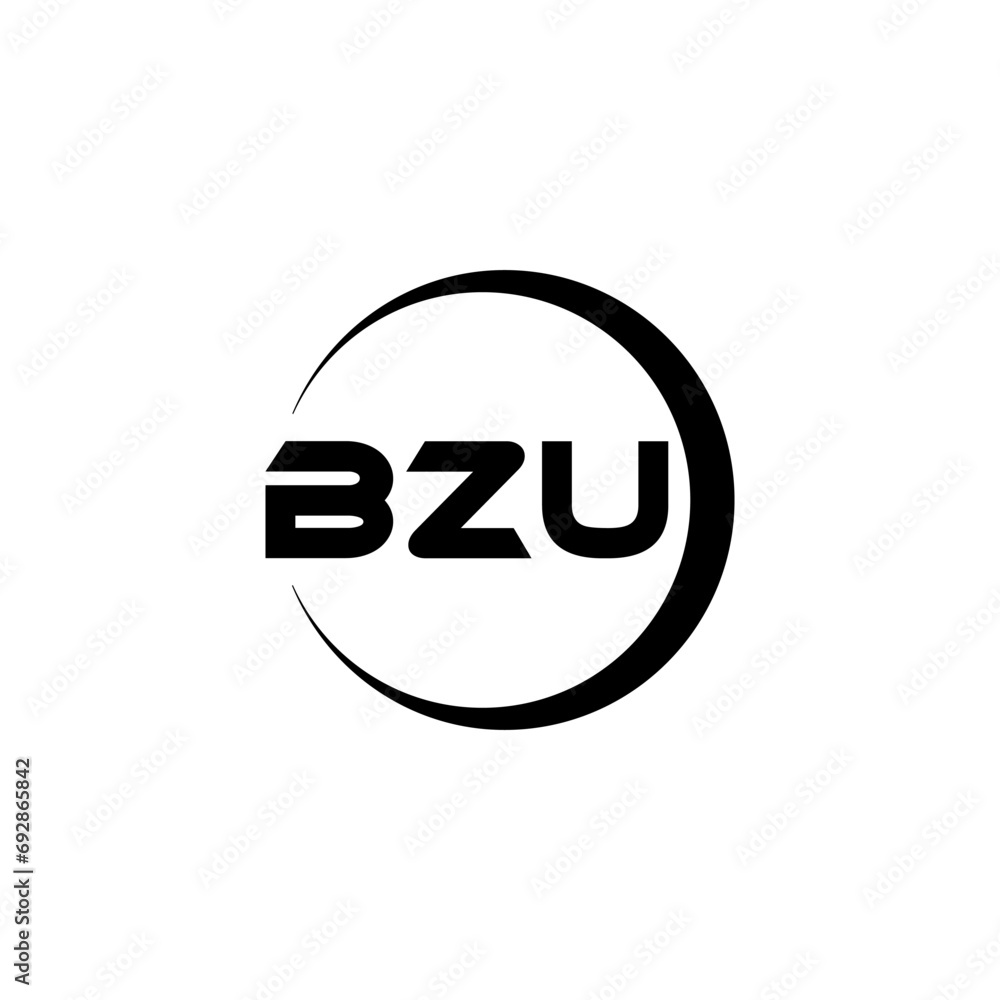 BZU letter logo design with white background in illustrator, cube logo ...