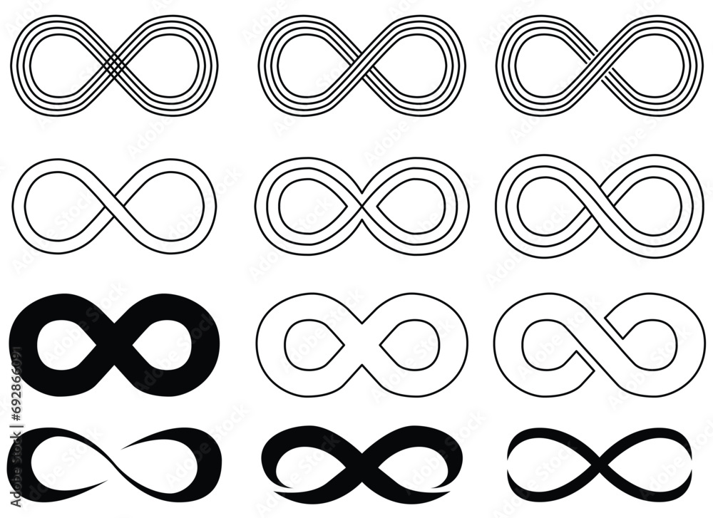 Set of infinity symbol. Infinity sign shapes Stock Vector | Adobe Stock