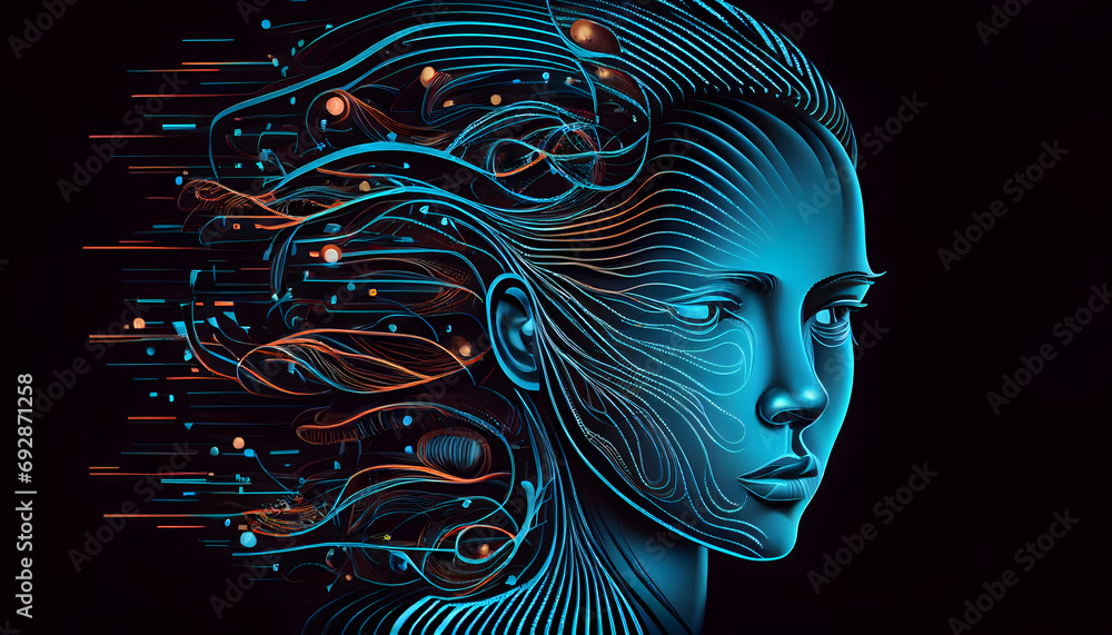 Technology background Data flow concept. Big data technology and data ...