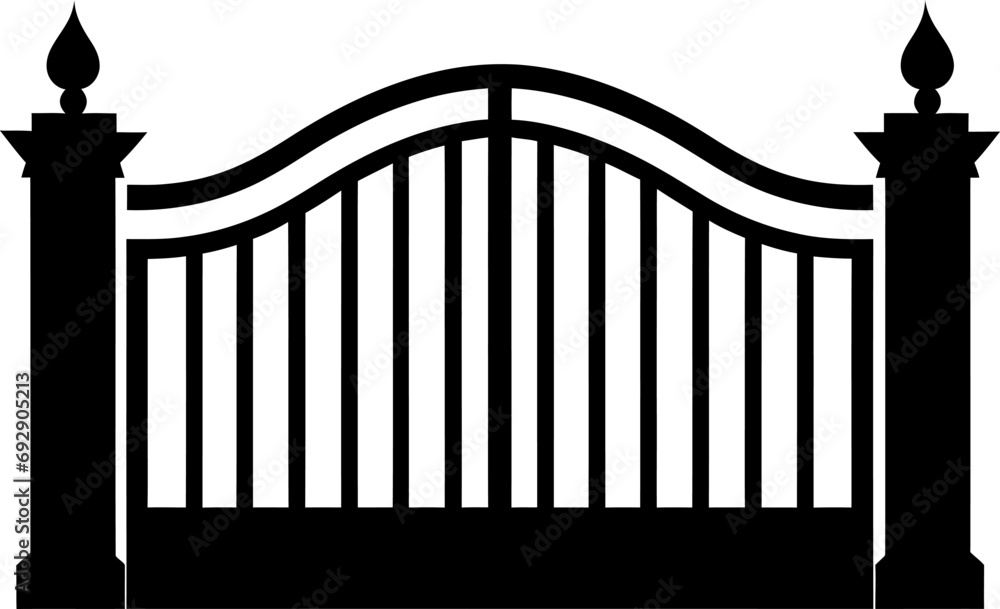 Gate silhouette icon in black color. Vector template design art. Stock ...