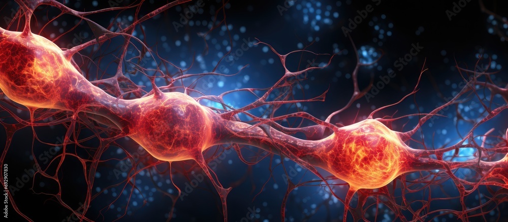 Histology image of a nerve cell with multiple extensions Stock ...