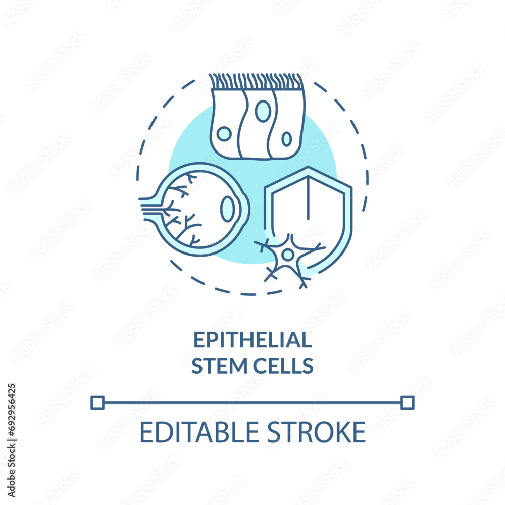 2D editable blue epithelial stem cells icon, monochromatic isolated vector, thin line ...