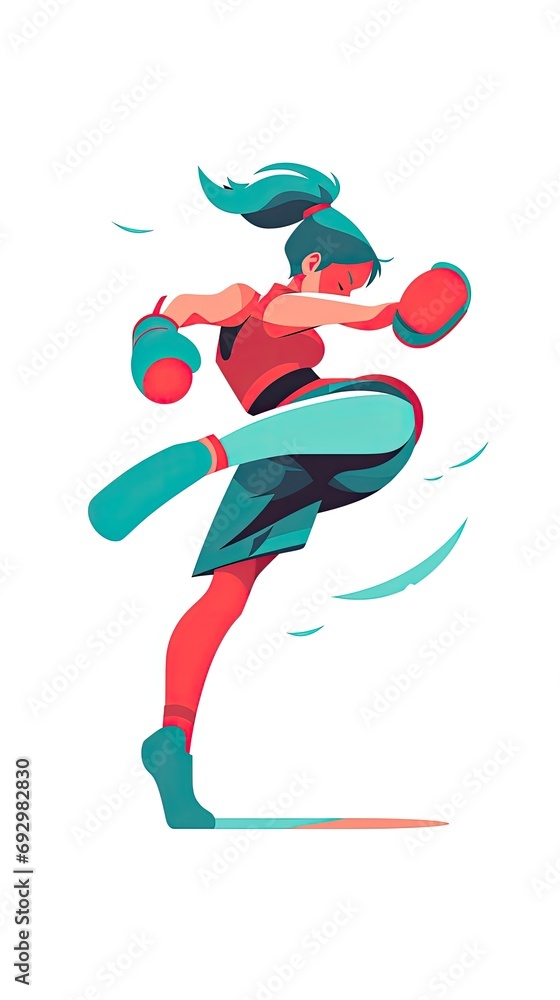 Powerful female fighter is training. Stock Illustration | Adobe Stock
