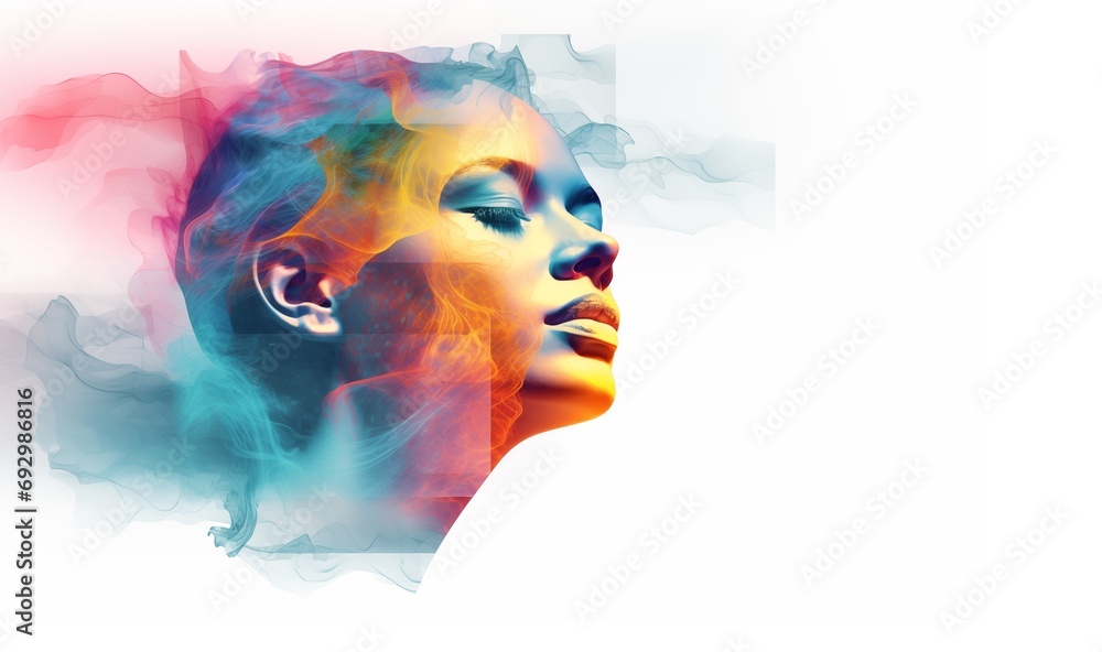 Illustration Stock woman's face with the effect of a transparent ...