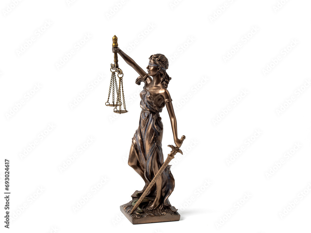 Bronze statue of Lady Justice on a transparent background PNG. Statue ...