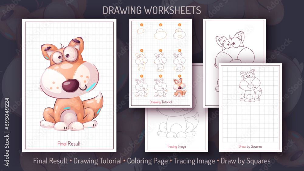 How to Draw a Fox. Step by Step Drawing Tutorial. Draw Guide. Simple ...