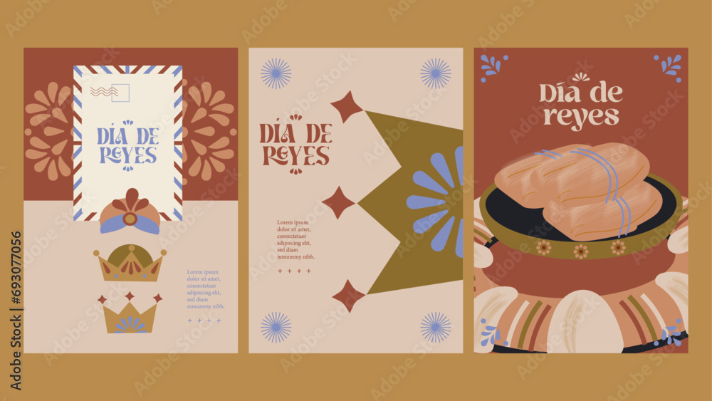 Conjunto de tarjetas postales, póster, invitación, posadas navideñas ...