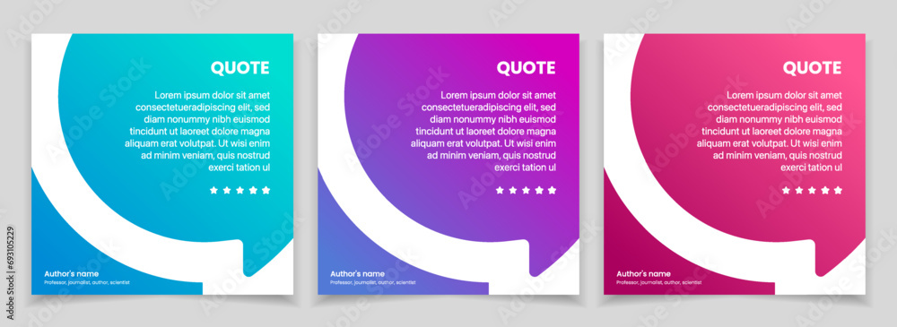 3D bubble testimonial banner, quote, infographic. Social media post ...