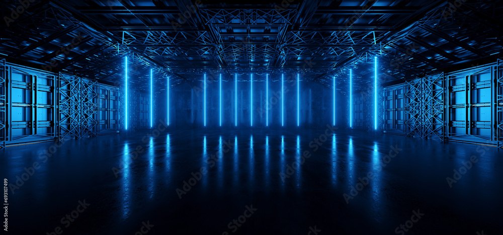 Futuristic Sci Fi Spaceship Warehouse Concrete Cement Metal Structure ...