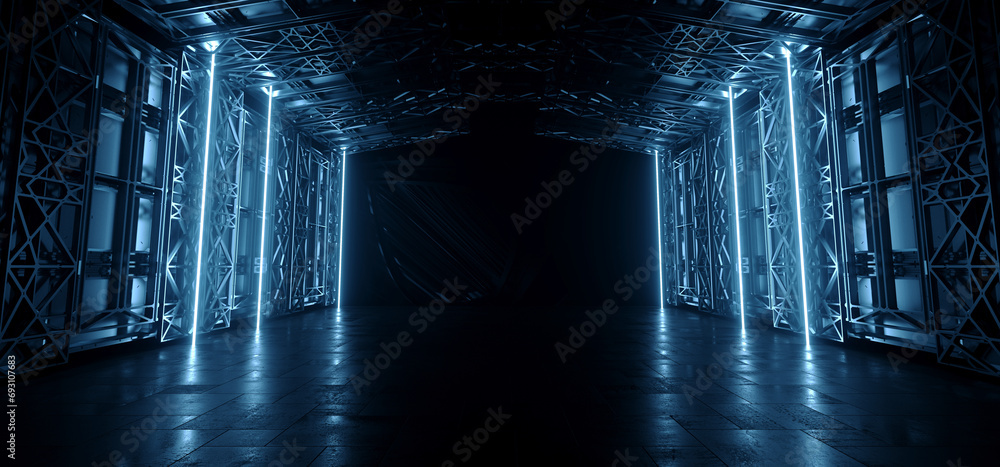 Futuristic Sci Fi Warehouse Concrete Cement Metal Structure Alien ...