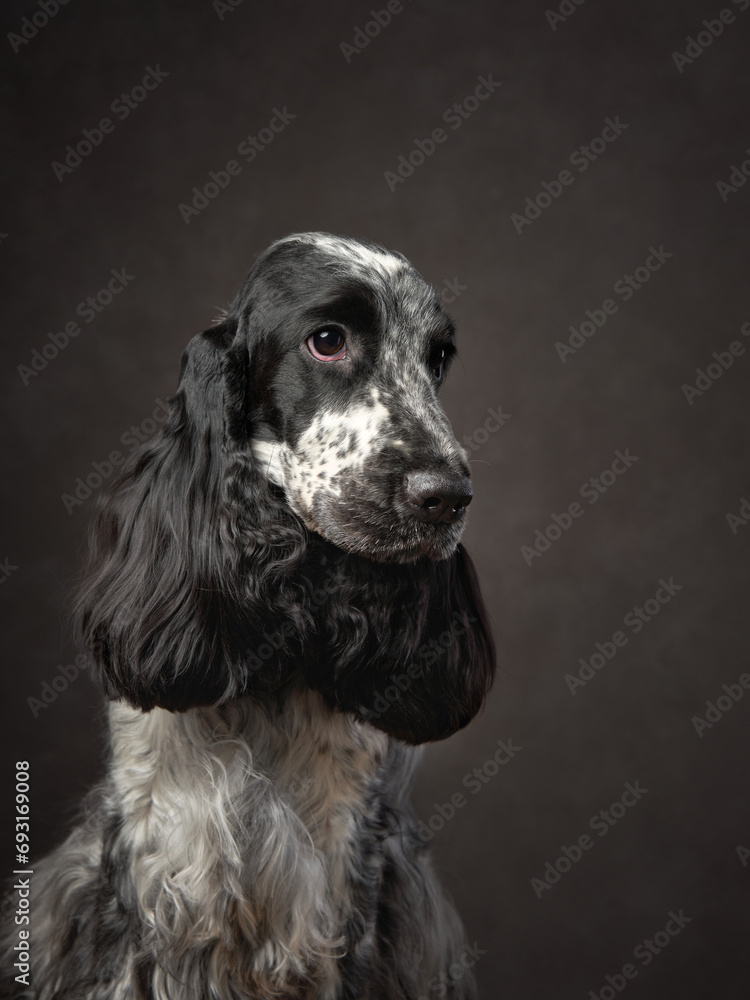 Dog studio captured, a dignified canine portrait. A glossy English ...
