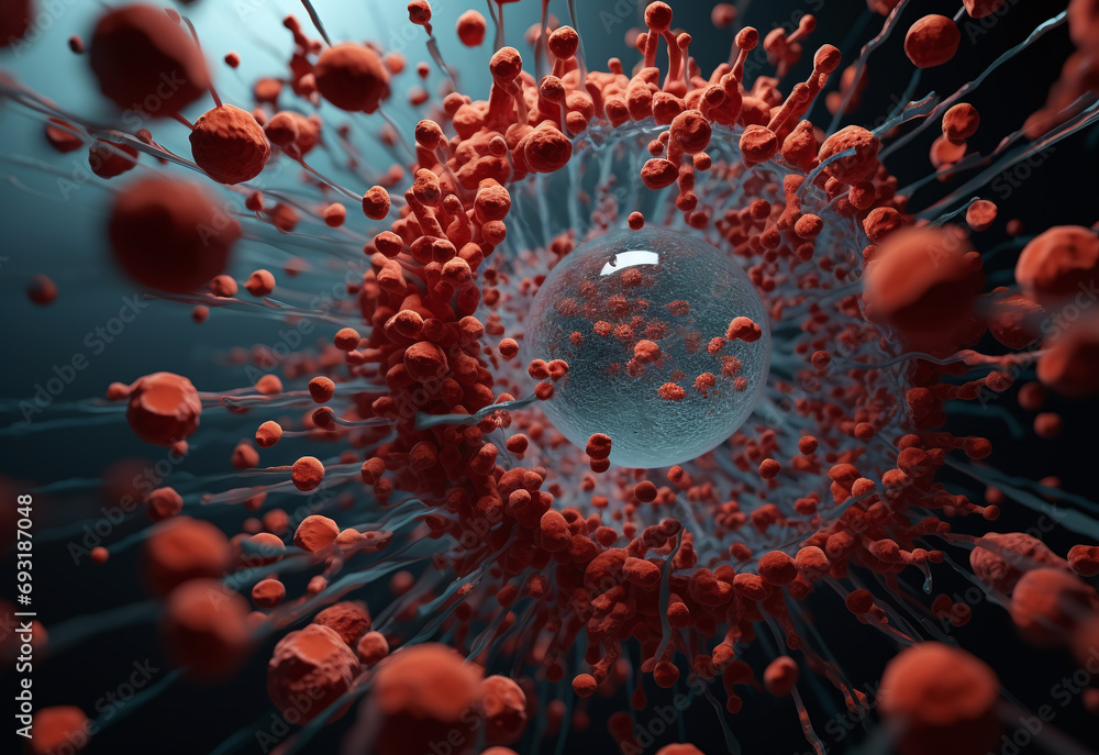 medical concept - immune system attack a bacterial at a infection ...