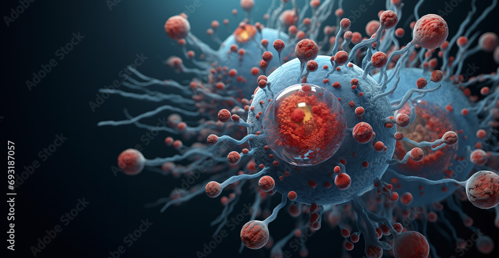 medical concept - immune system attack a bacterial at a infection ...