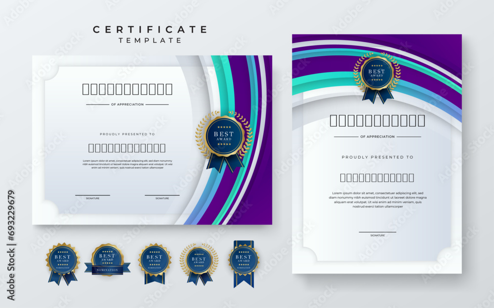 Colorful colourful modern certificate template for corporate ...