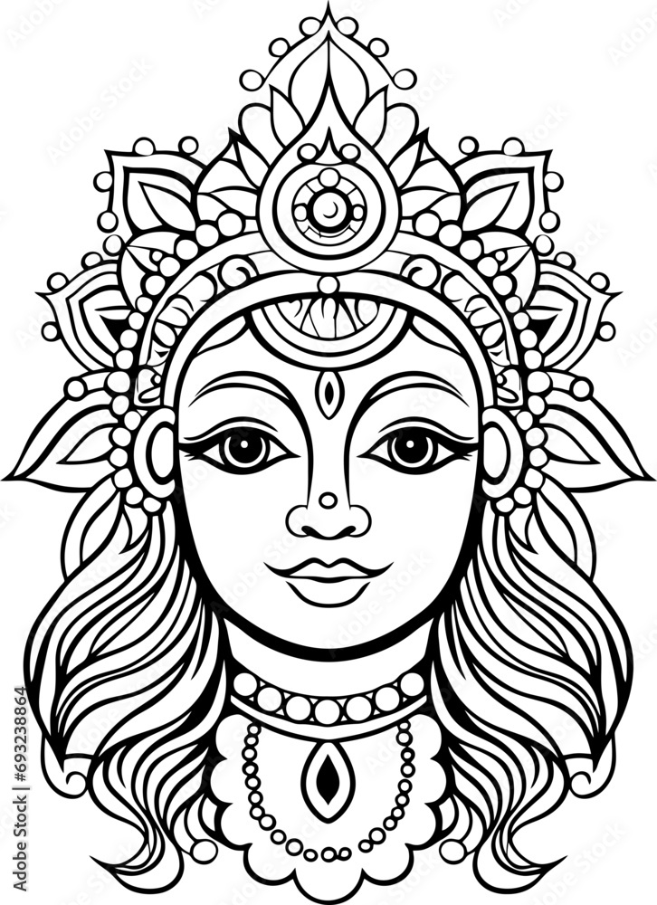 Durga maa head drawing Stock Vector | Adobe Stock