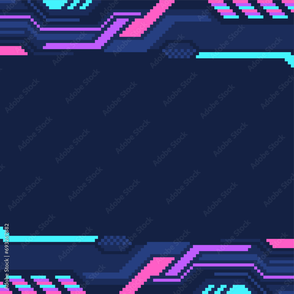 Cyberpunk Neon Bright Futuristic Mech Frame Template, Dark Blue ...