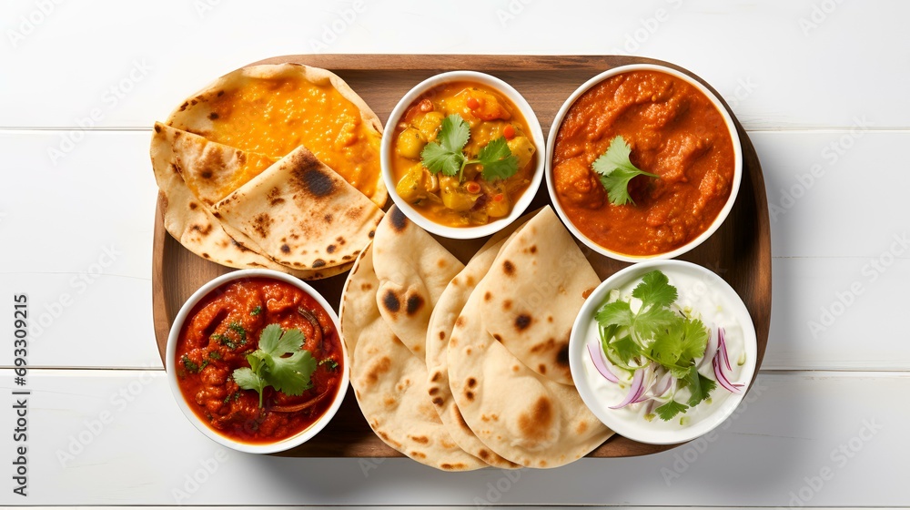 Assorted Indian food including Paneer Butter Masala, Dal Makhani, Aloo ...