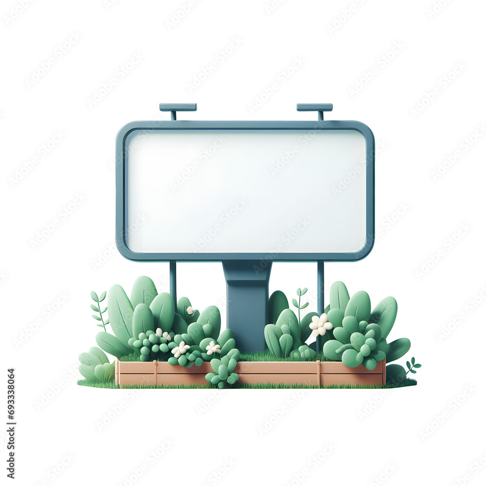 isometric cartoon style billboard low poly outdoor advertising media ...