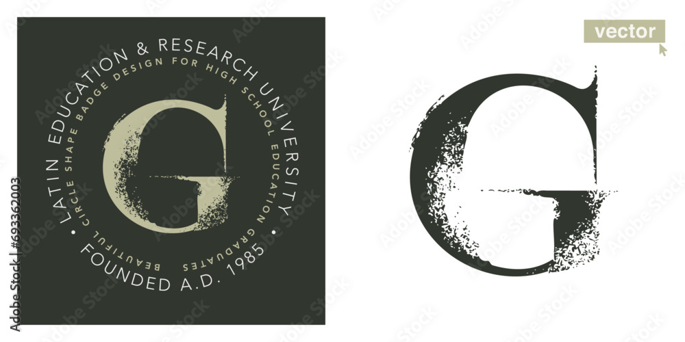 G letter serif logo with dry brush strokes. Classic style font. Grunge ...