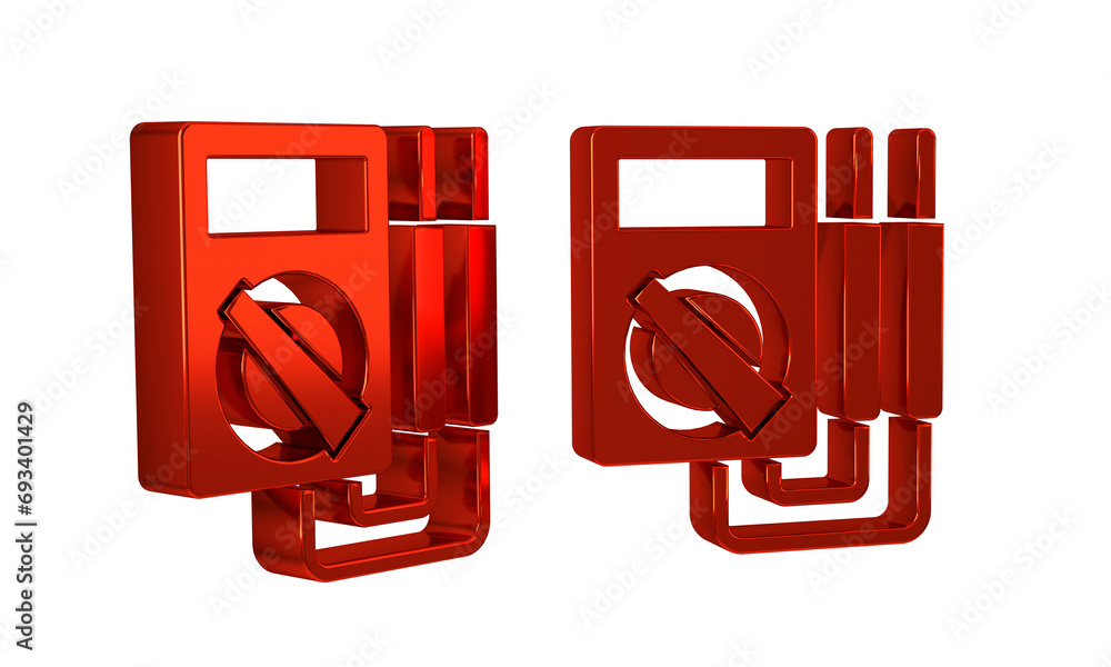 Red Ampere meter, multimeter, voltmeter icon isolated on transparent ...