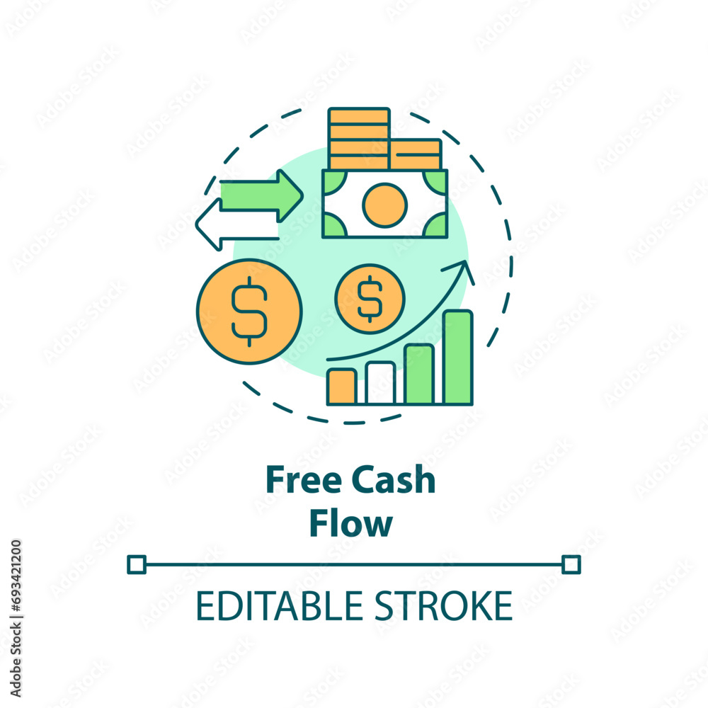 2D editable multicolor free cash flow icon, simple isolated vector ...