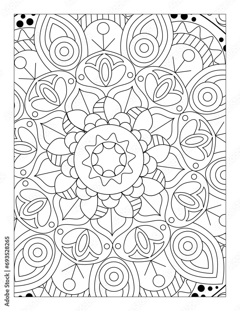 Simple Mandala Style Colouring Page, Mandala Pattern 8.5” x 11 for KDP ...