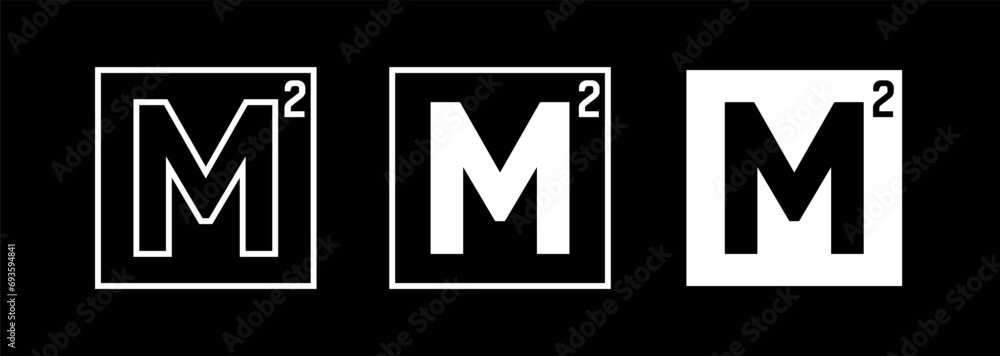 M2 icon. Designation of square meter, unit of area measurement. Symbol ...