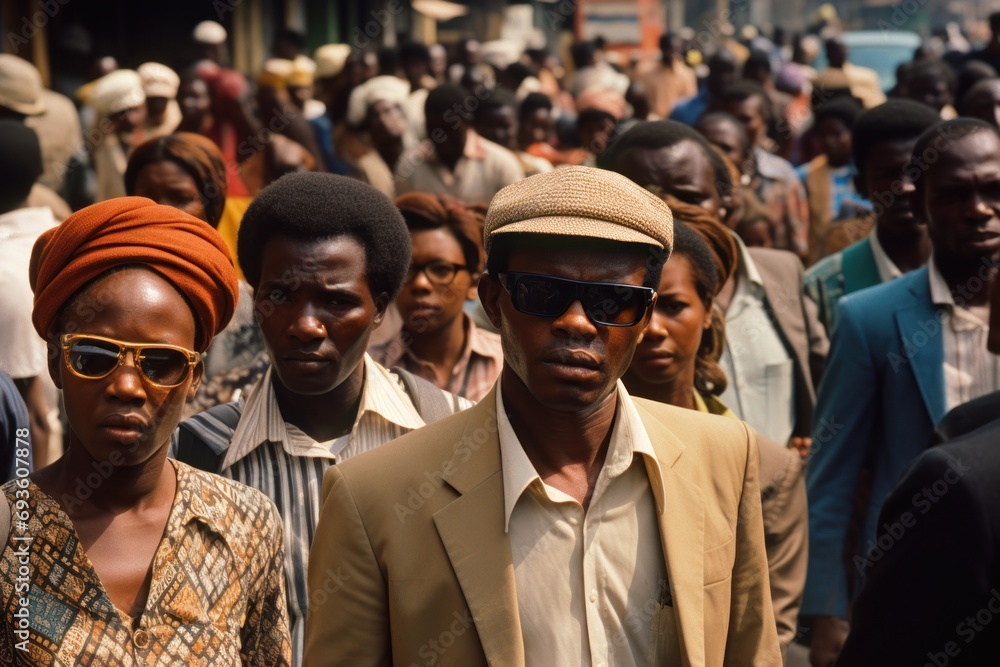 Crowd of African people walking street in 1970s Stock Photo | Adobe Stock